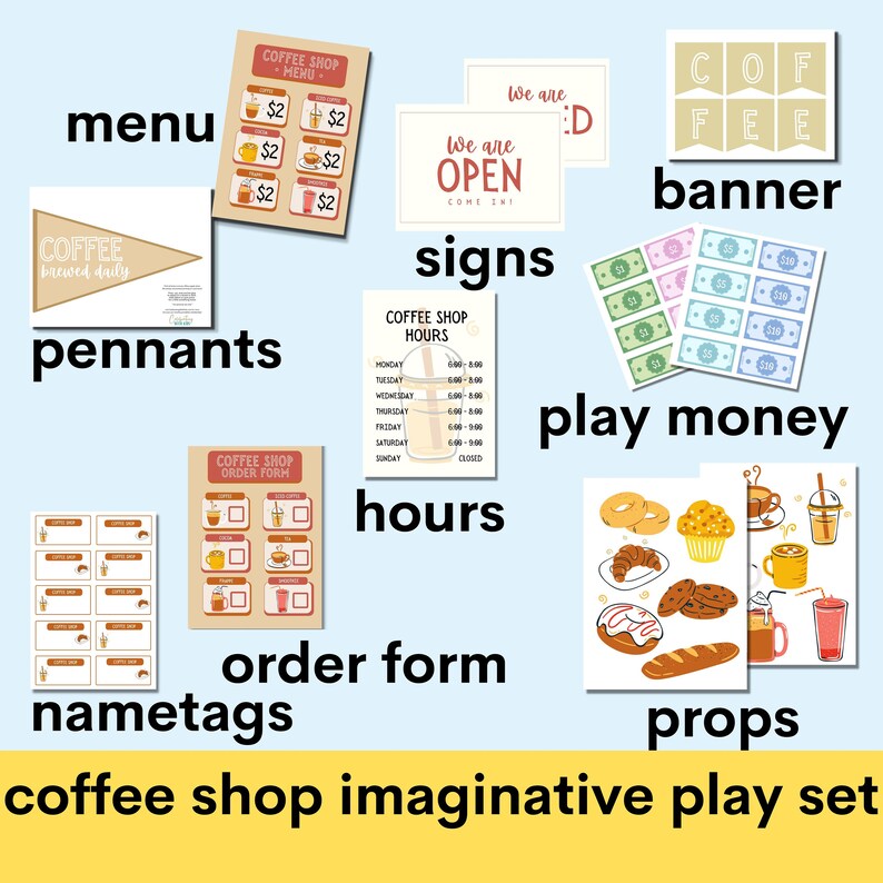 Coffee Shop Dramatic Play Printables Bundle for Parents of Kids - Etsy