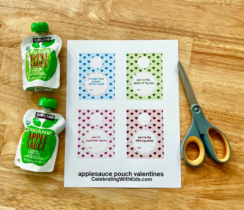 Applesauce Pouch PRINTABLE Valentines - Etsy