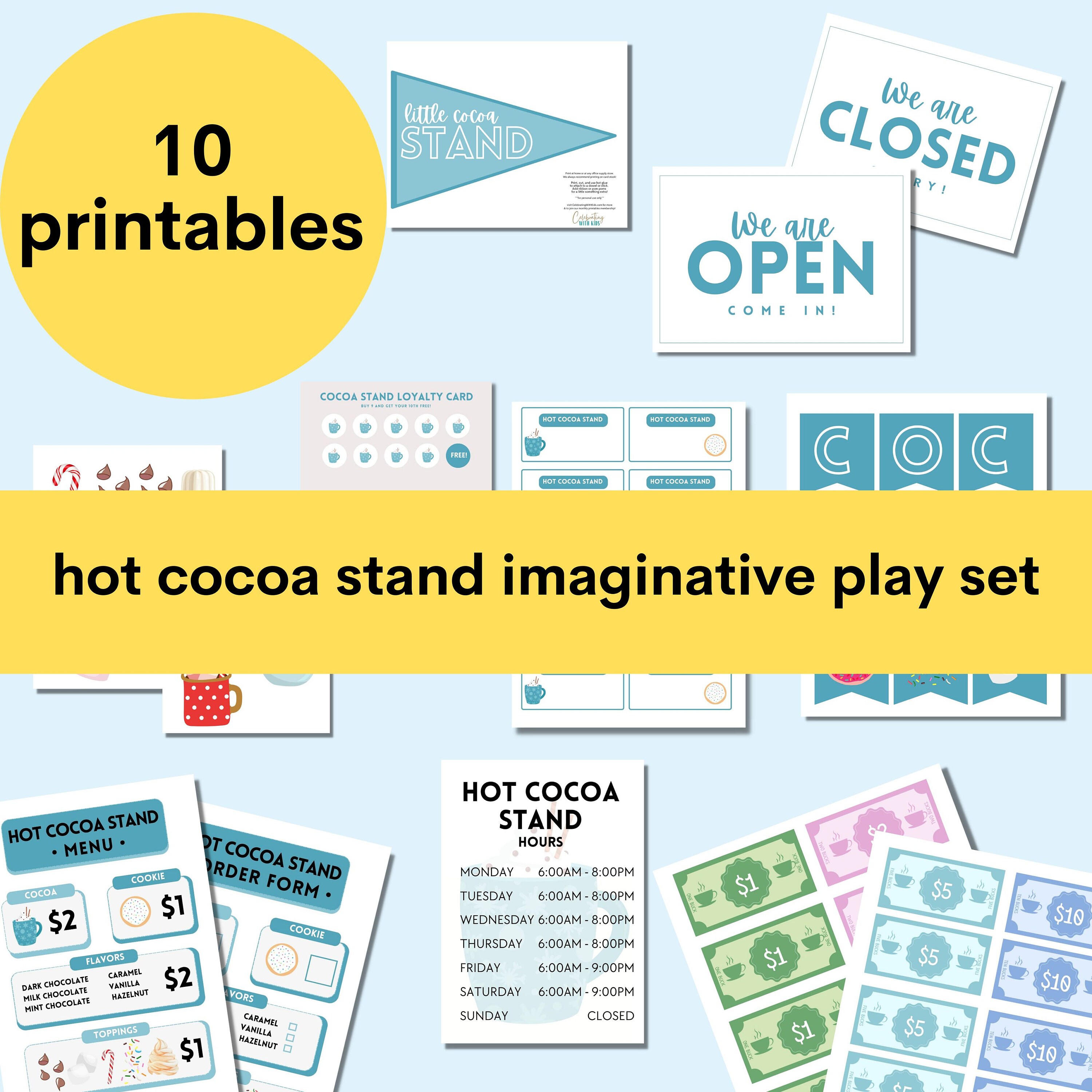Hot Cocoa Stand Dramatic Play Printables Bundle for Parents of Kids - Etsy