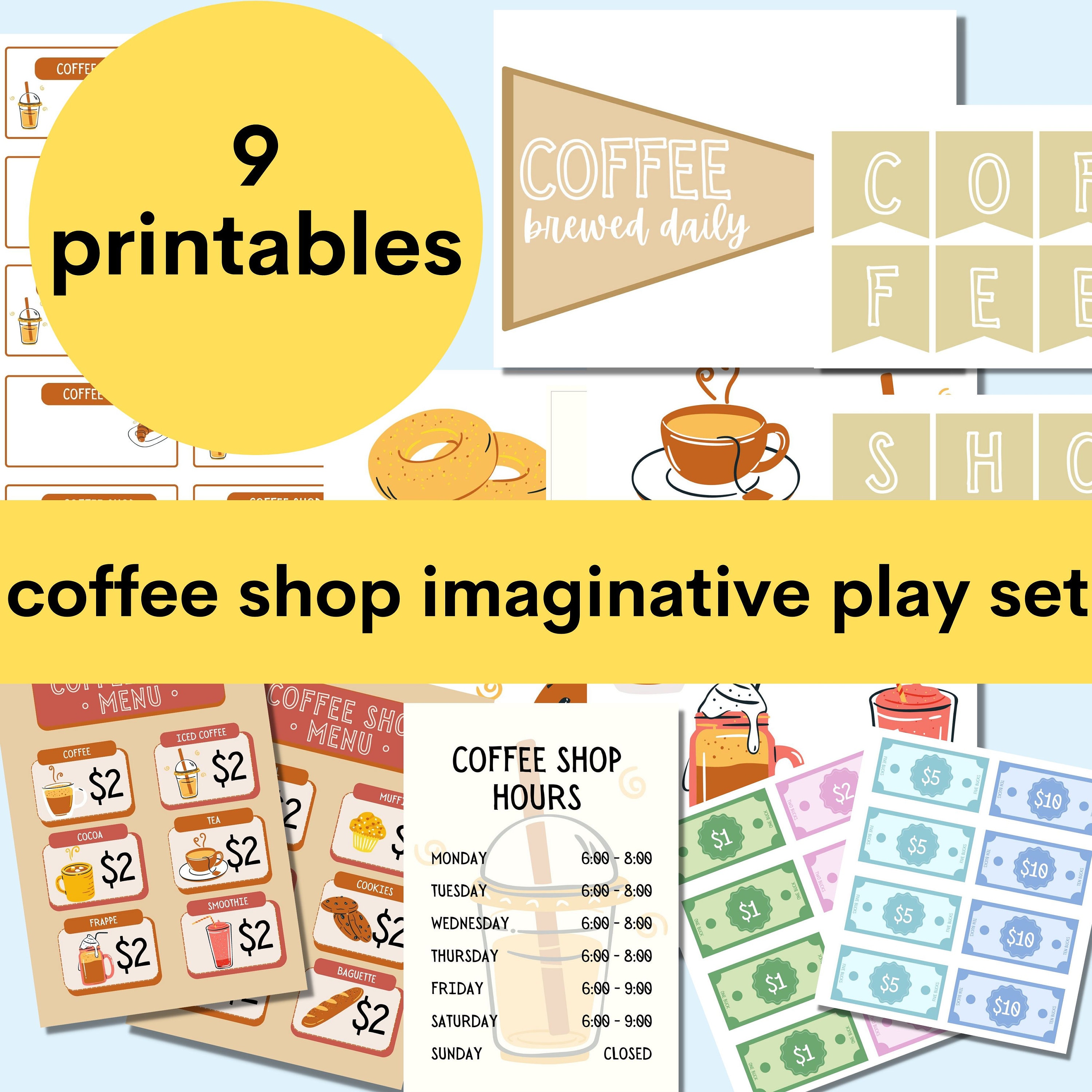 Coffee Shop Dramatic Play Printables Bundle for Parents of Kids - Etsy