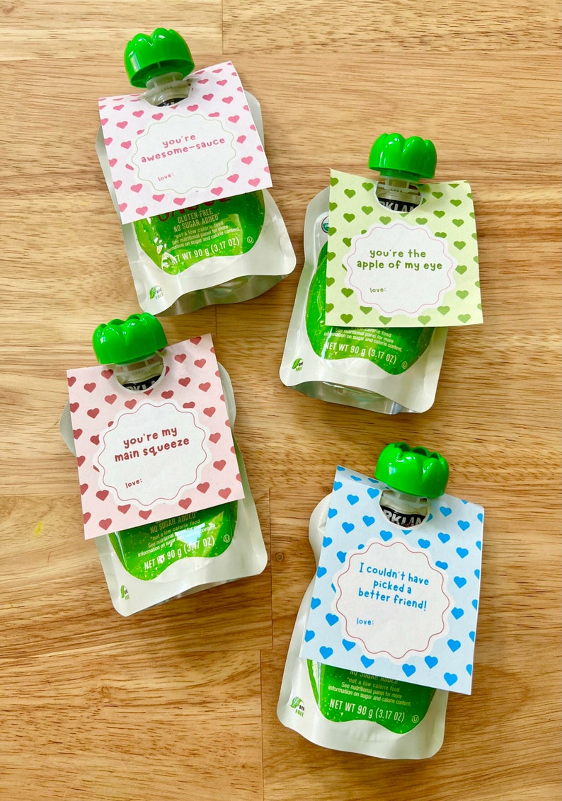 Applesauce Pouch PRINTABLE Valentines - Etsy