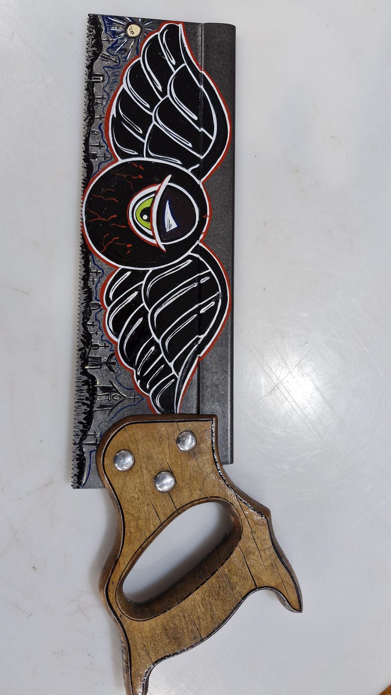 Flying Eyeball Vintage Hand Saw - Hot Rod Custom Mancave Art Workshop ...