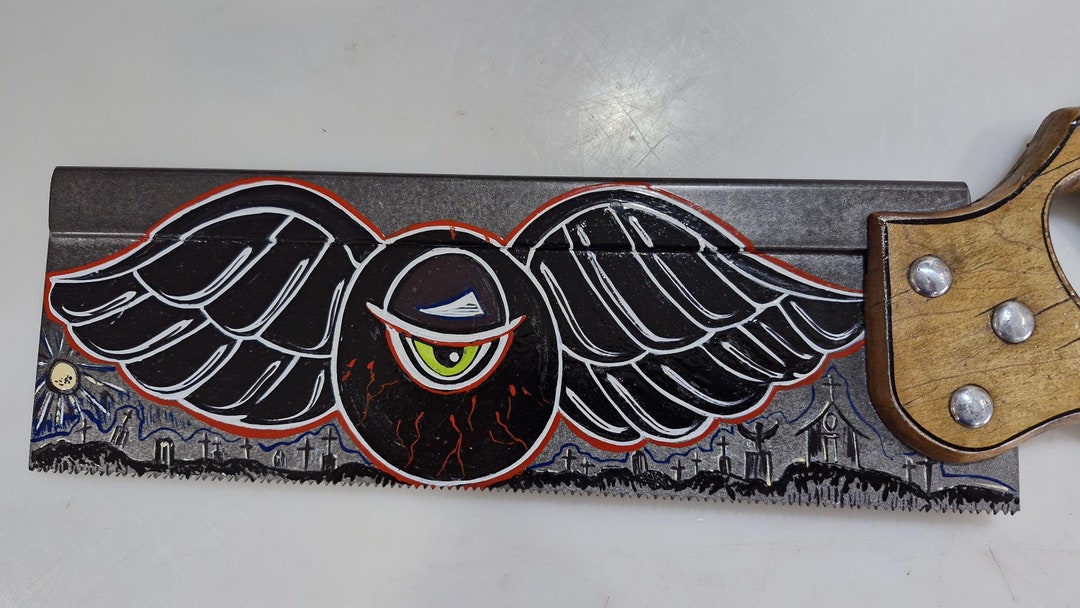 Flying Eyeball Vintage Hand Saw - Hot Rod Custom Mancave Art Workshop ...