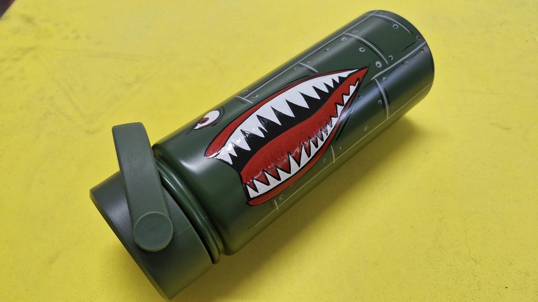 Hot Rod WWII Fighter Themed Thermal Coffee Drink Tumbler - Custom ...