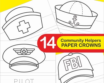 Community Helpers Printable Hats - Etsy UK