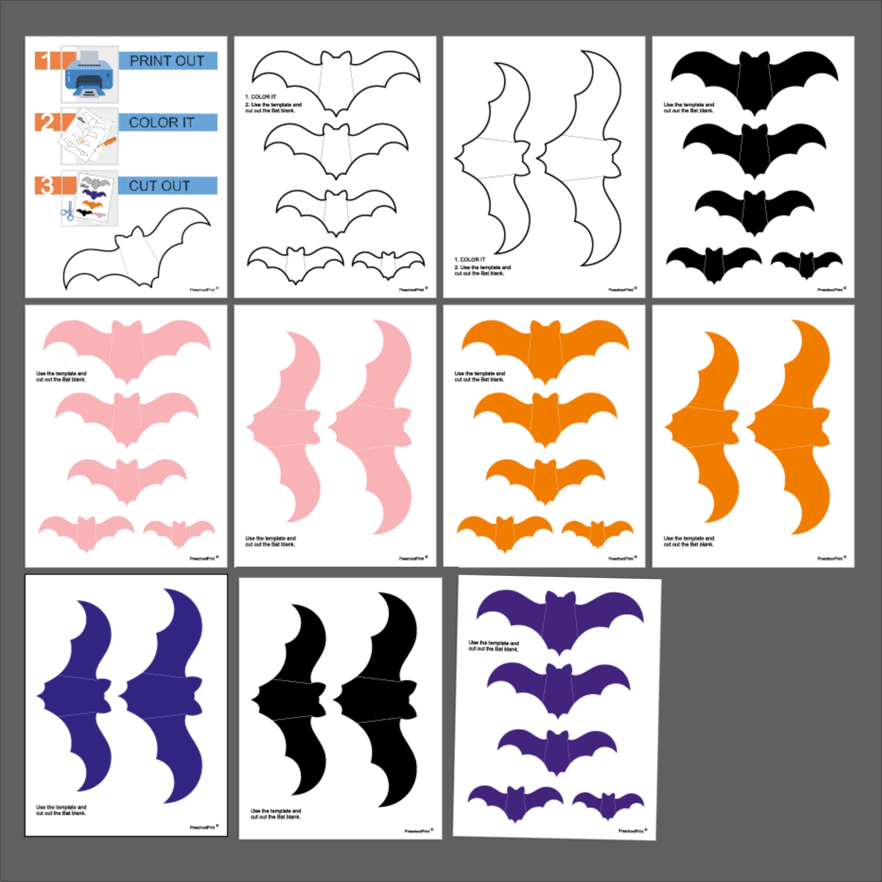 Halloween Paper Bat Craft, Printable Coloring Page (PDF Download) - Etsy