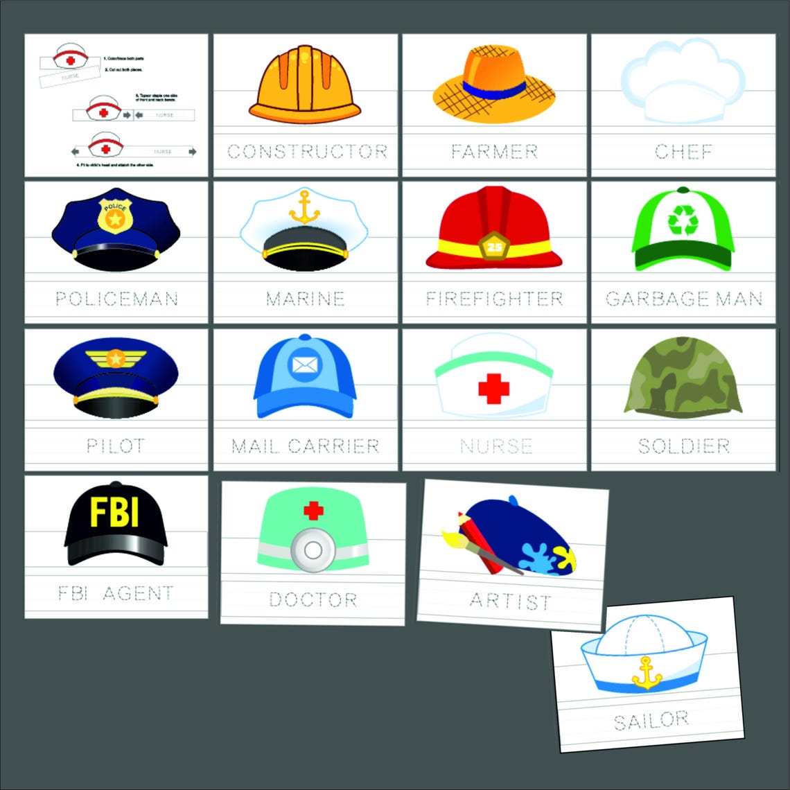 Community Helpers Paper Crowns Set of 15 Printable DIY Kids Costume ...