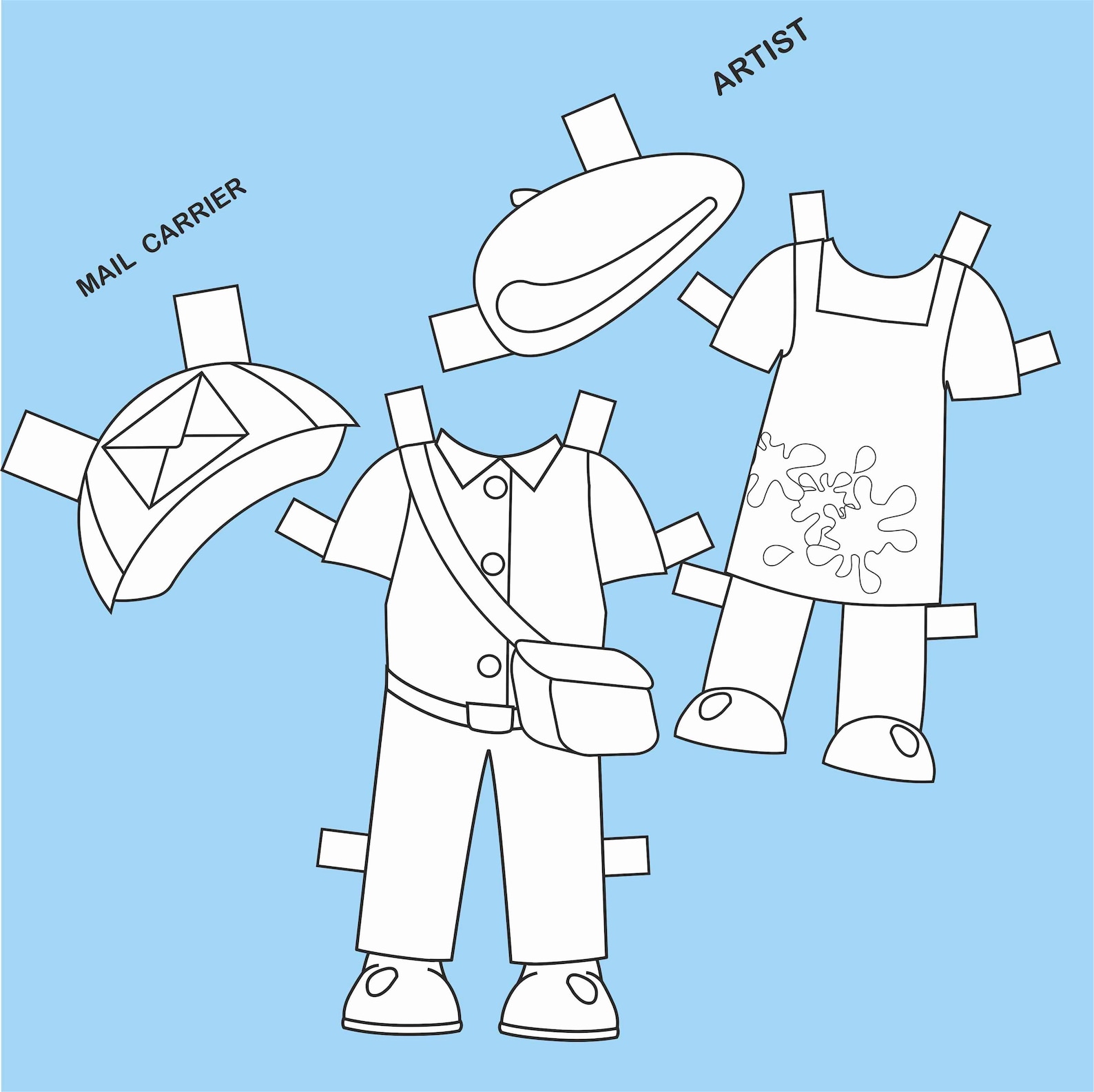 Community Helpers Dress up Preschool Printable Paper Dolls COLORING ...
