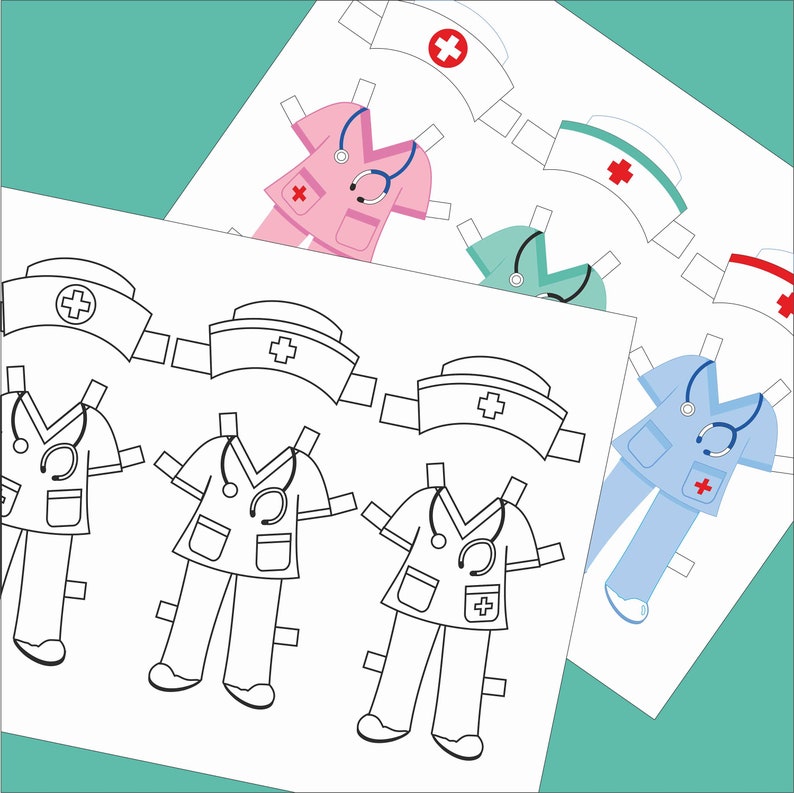 Nurse Paper Dolls. Nurse Pretend Play Printable. Community Helpers ...