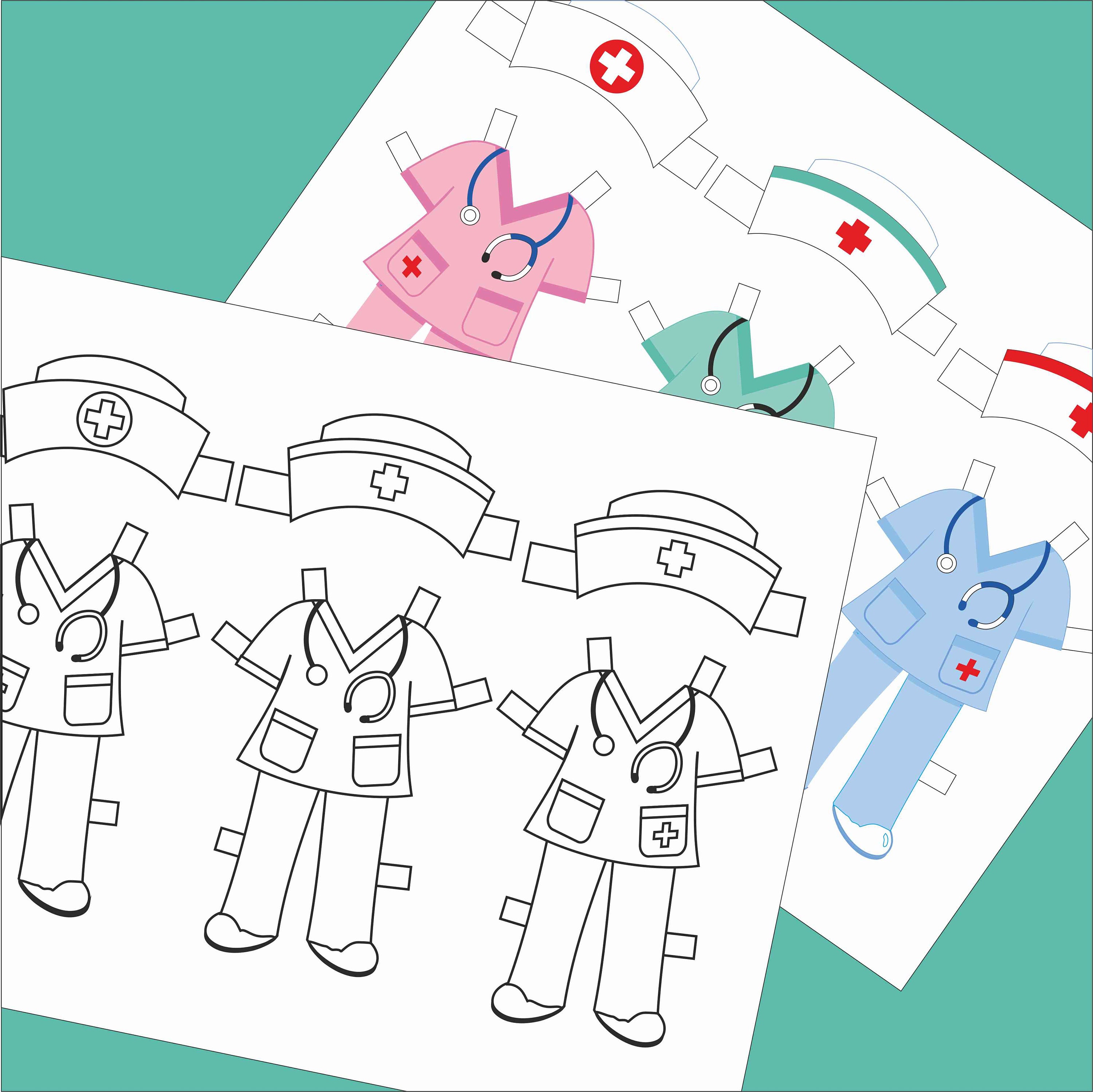 Nurse Paper Dolls. Nurse Pretend Play Printable. Community Helpers ...