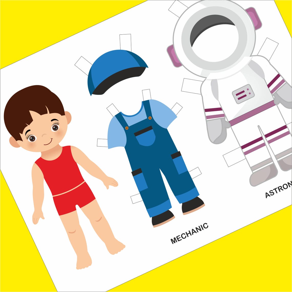 Paper Dolls Printable Community Helpers Dress up Preschool COLORING ...