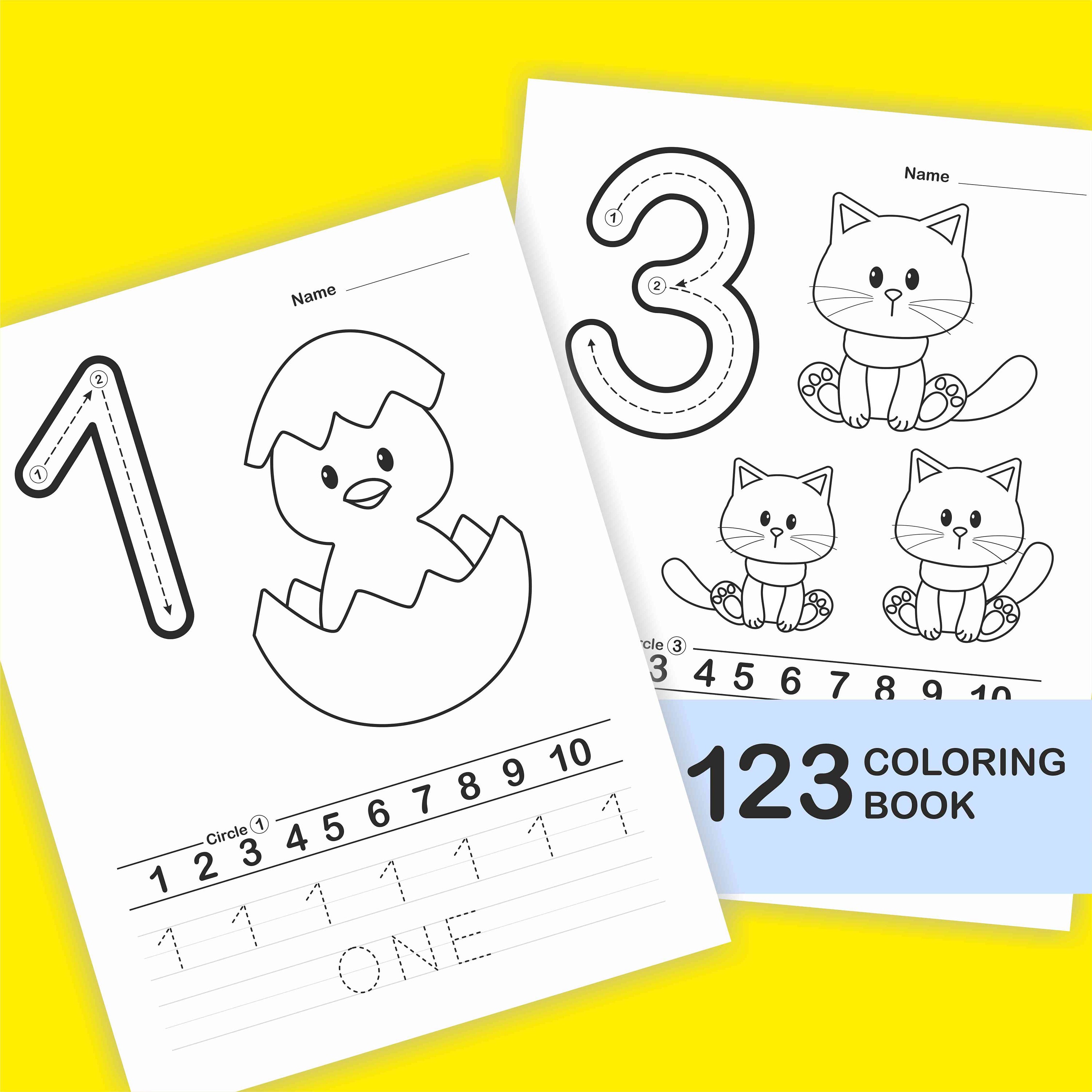 Baby's First 123 Book, 1 - 10 Numbers Printable Coloring Page ...
