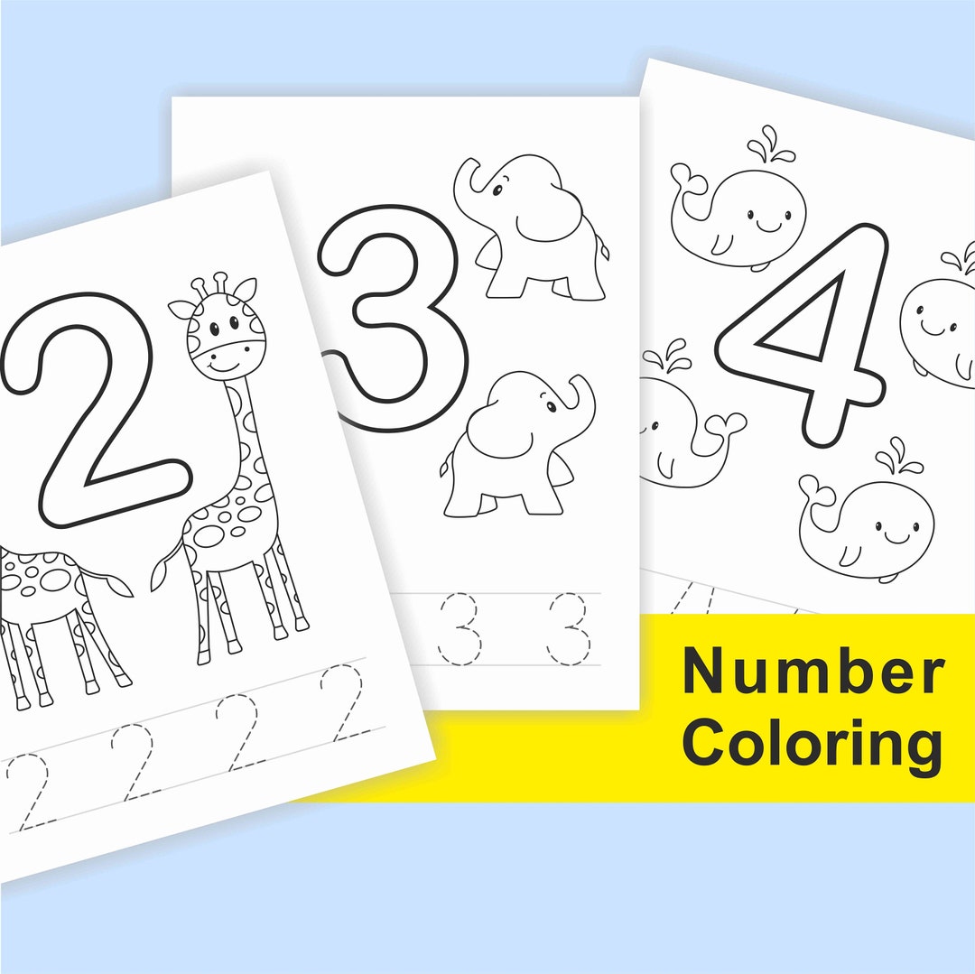 1 10 Numbers Printable Coloring Page Worksheets for Kids - Etsy