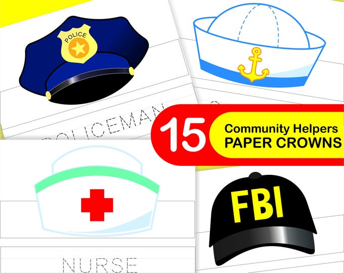 Community Helpers Printable Hats - Etsy Canada