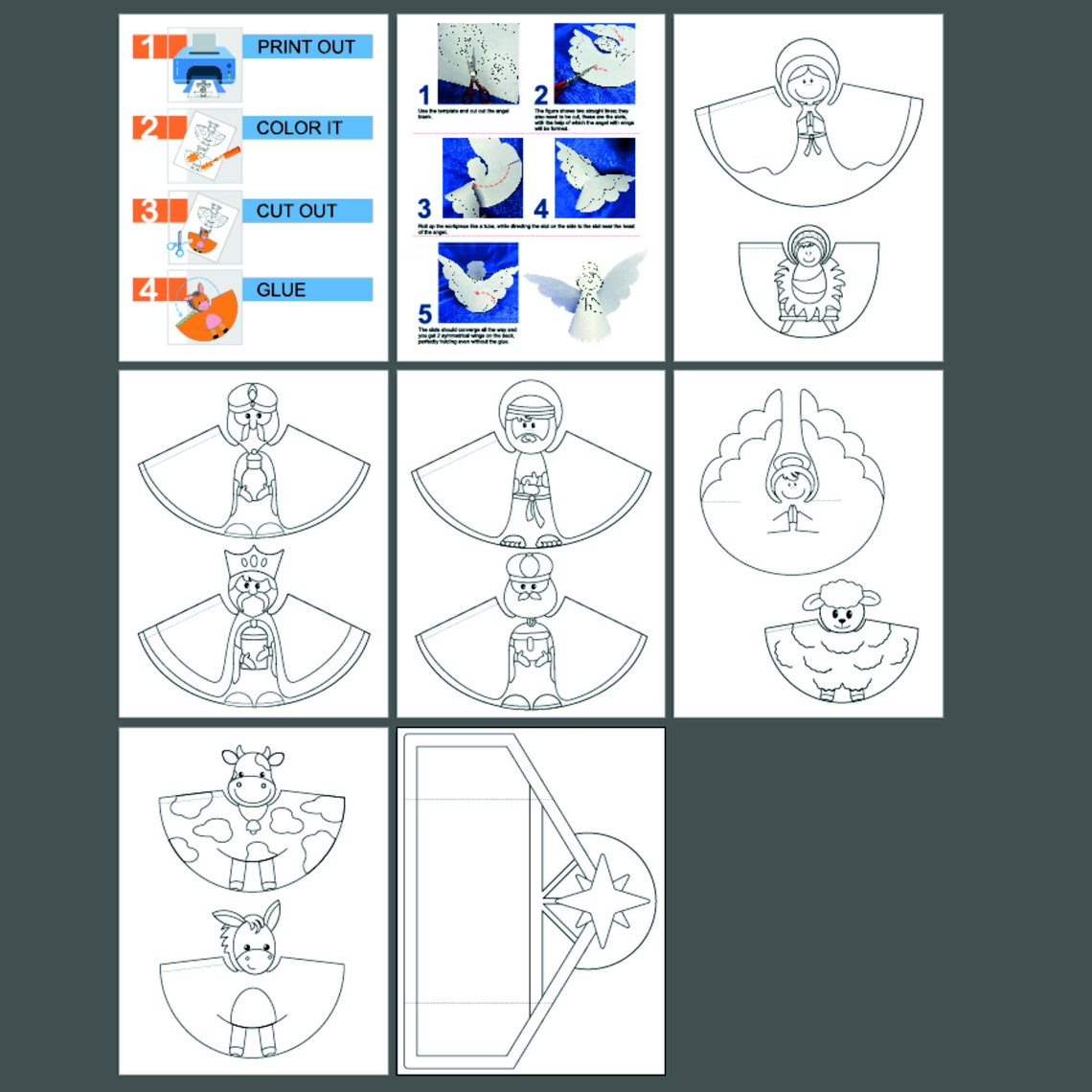 Christmas Nativity Printable Paper Dolls, Nativity Scene, Coloring ...