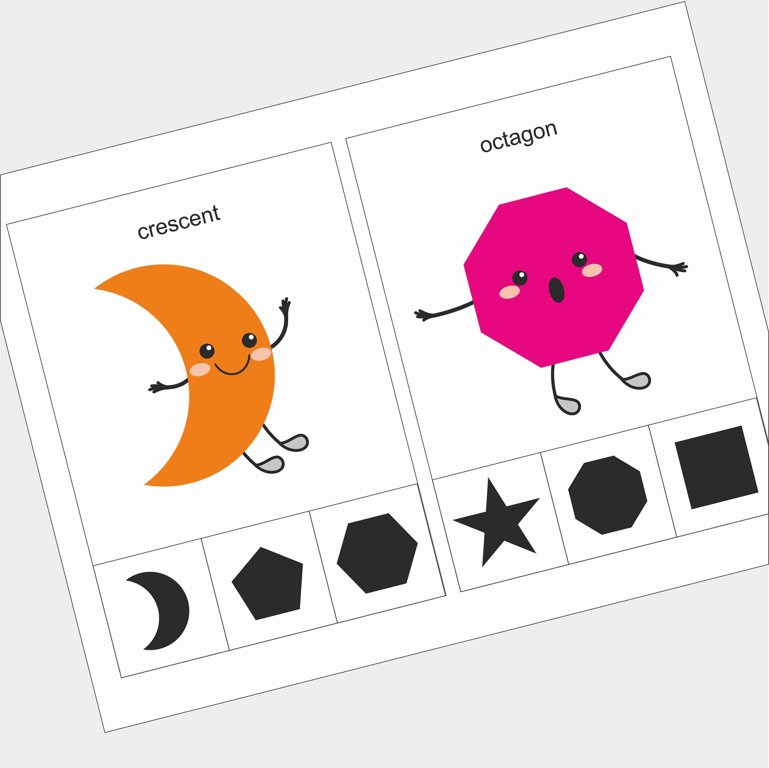 Shape Clip Cards, Funny Face , Shapes Busy Bag Printables , Preschool ...