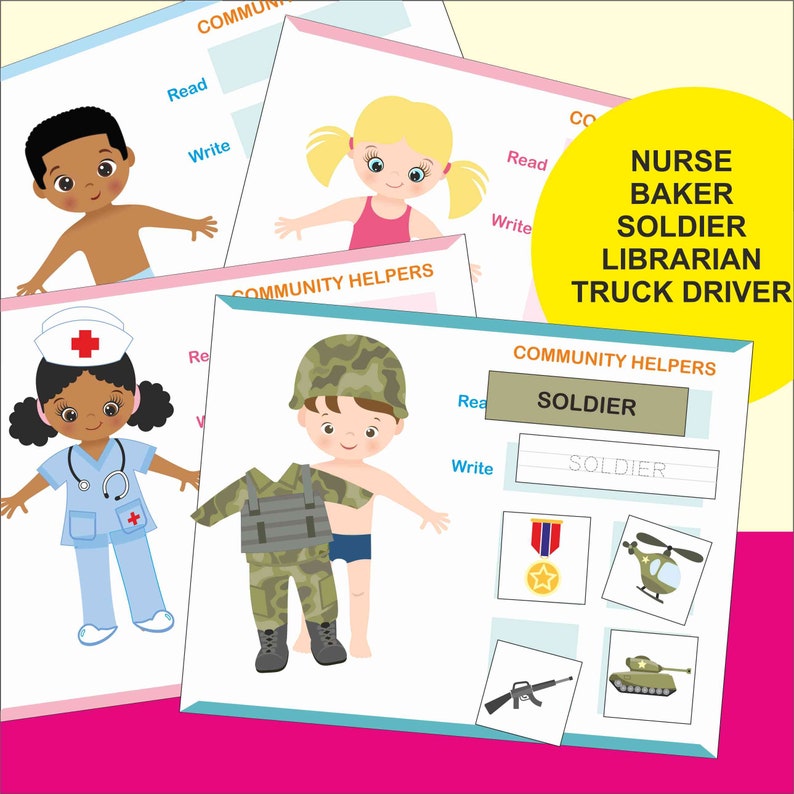 Community Helpers Matching Activity, Occupation Printable Busy Book ...