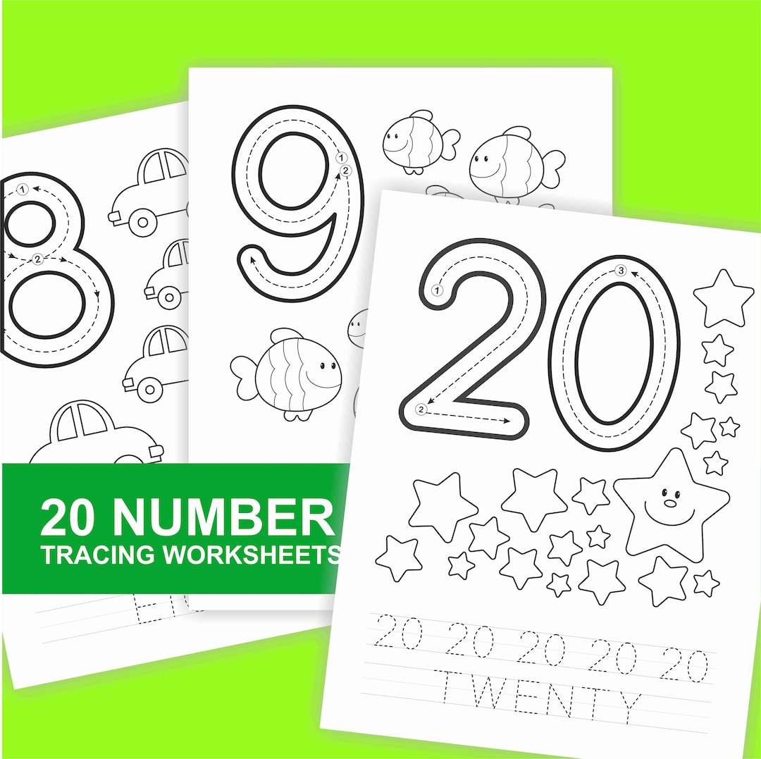 20 Number Tracing Worksheets, Traceable Numbers, Preschool Worksheets ...
