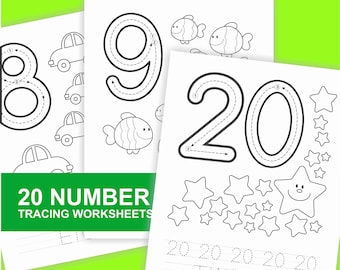 20 Number Tracing Worksheets, Traceable Numbers, Preschool Worksheets ...