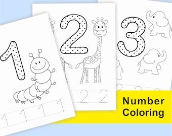 1 - 10 Numbers Printable Coloring Page Worksheets for Kids, Toddlers ...