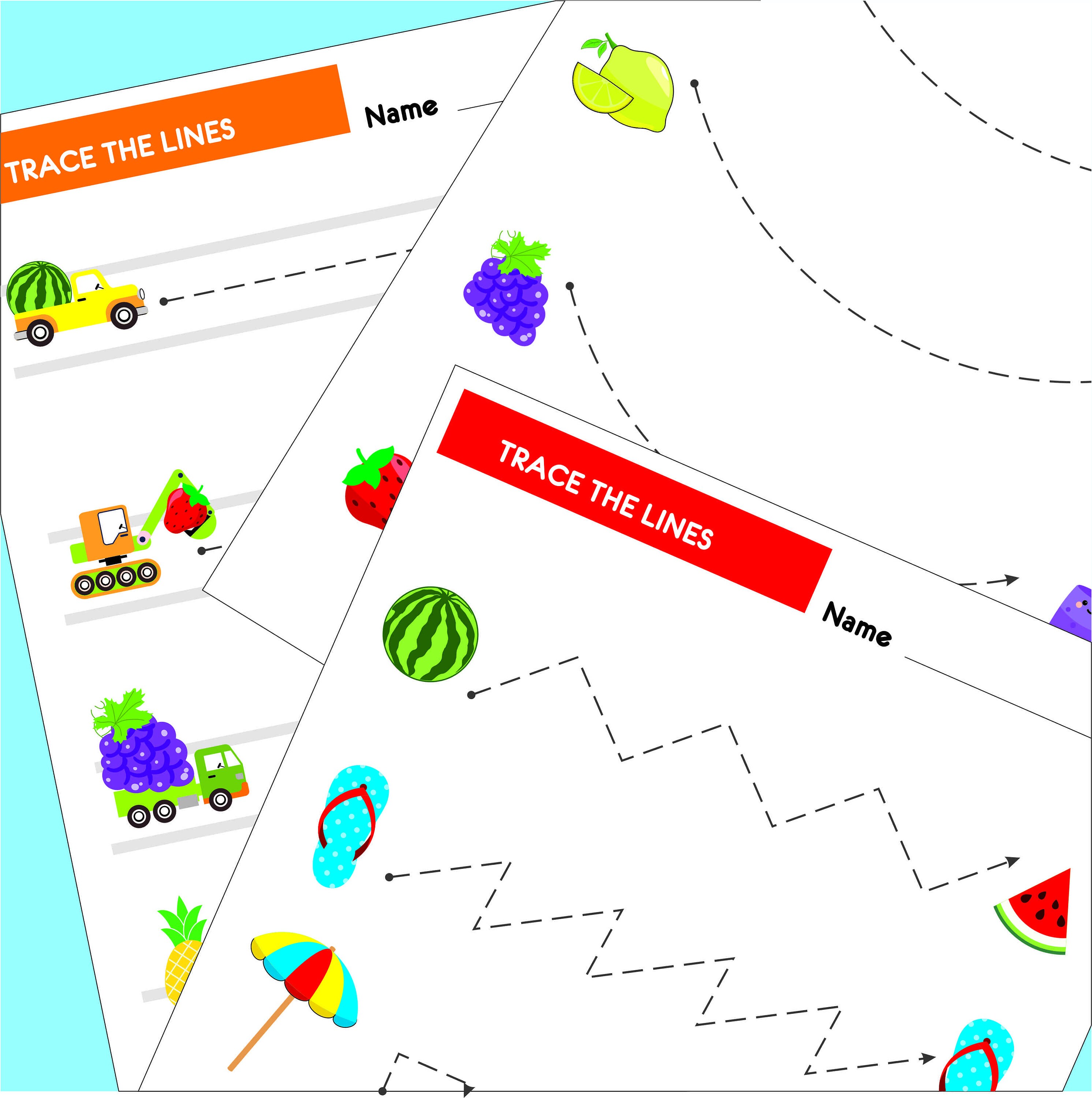 Summer Tracing Lines Worksheets for Toddlers | Preschool Writing ...