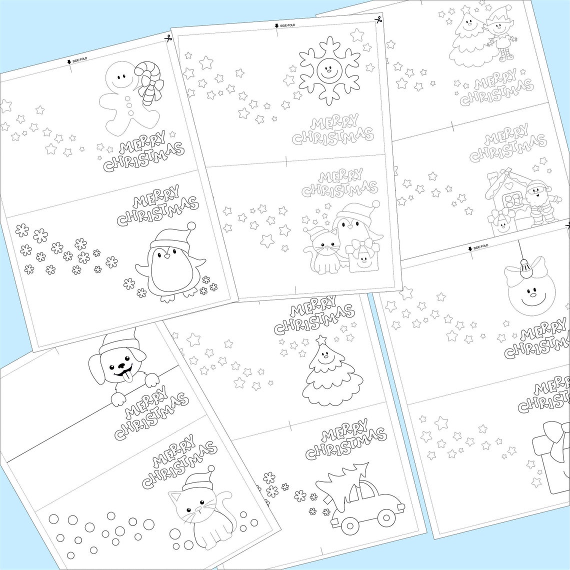 Coloring Christmas Cards PRINTABLE, Christmas Kids Coloring Book ...