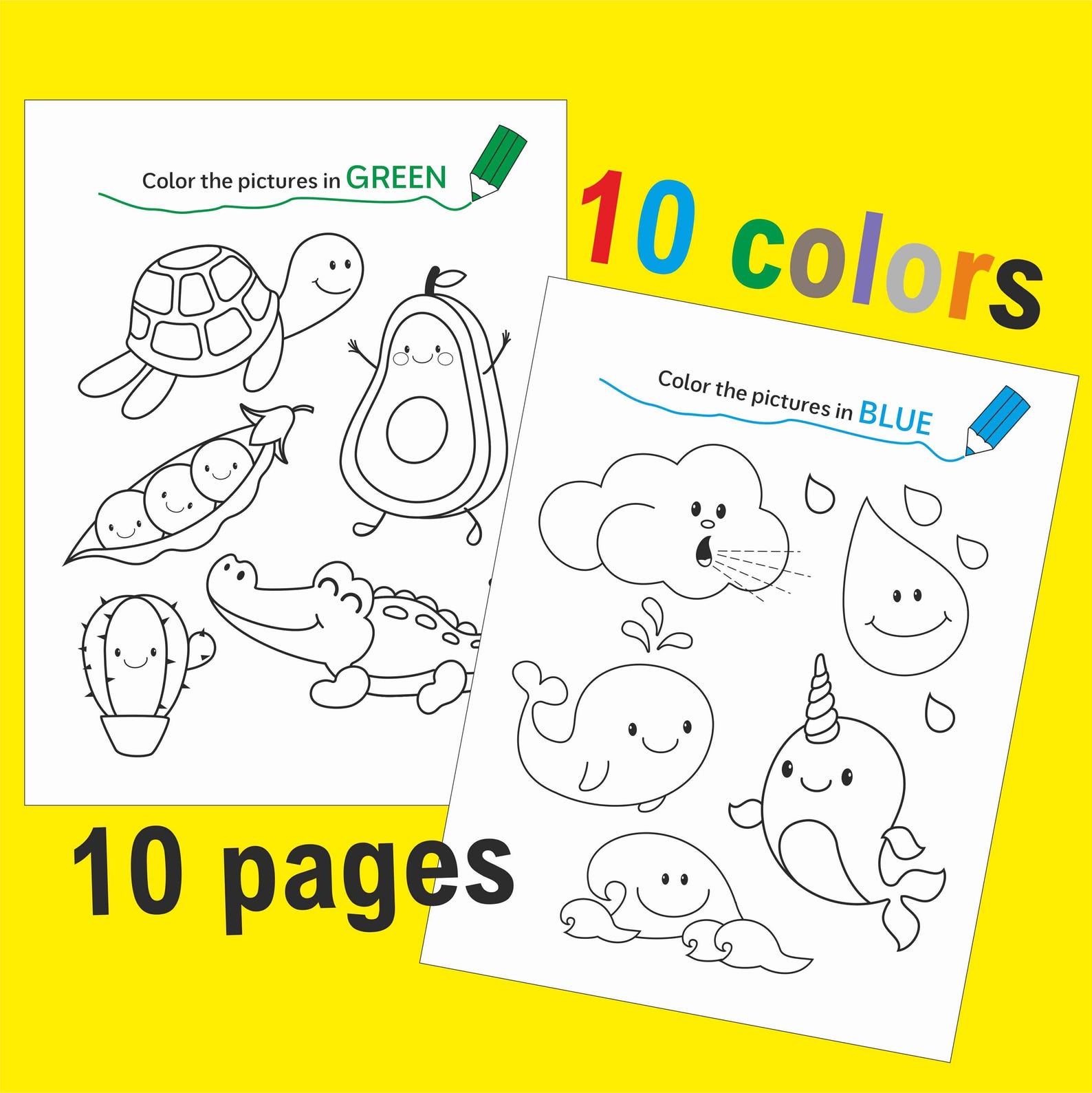 Preschool Color Learning Activity: Fun Coloring Pages (digital Download ...