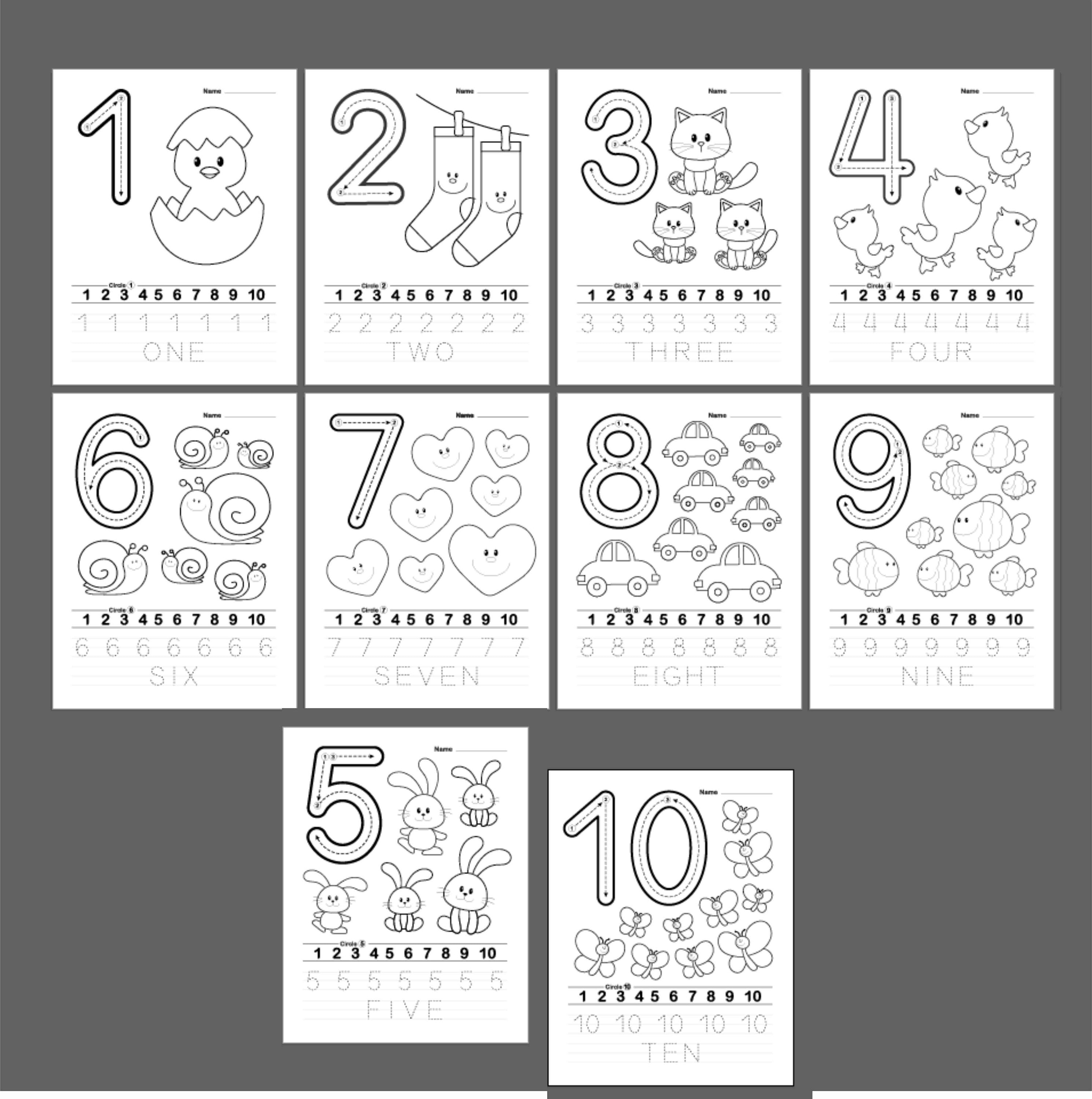 Baby's First 123 Book, 1 - 10 Numbers Printable Coloring Page ...