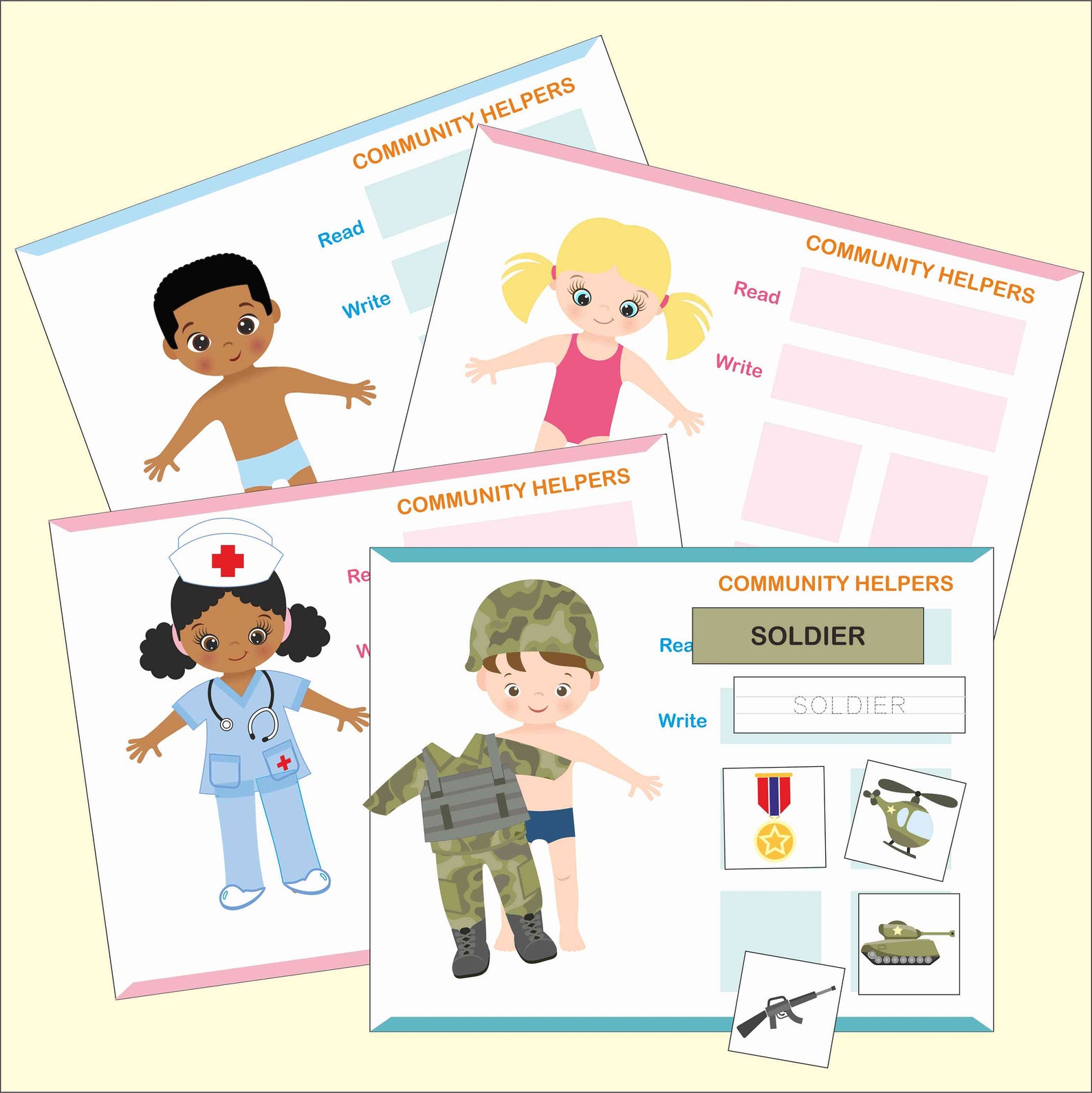 Community Helpers Matching Activity, Occupation Printable Busy Book ...