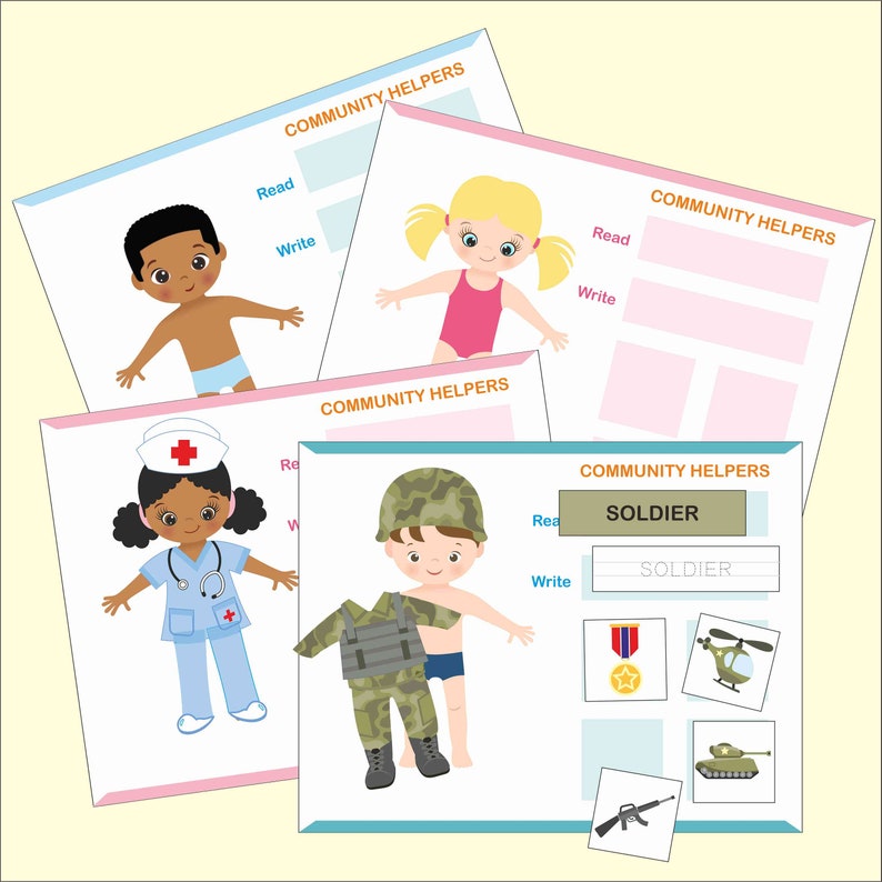 Community Helpers Matching Activity, Occupation Printable Busy Book ...