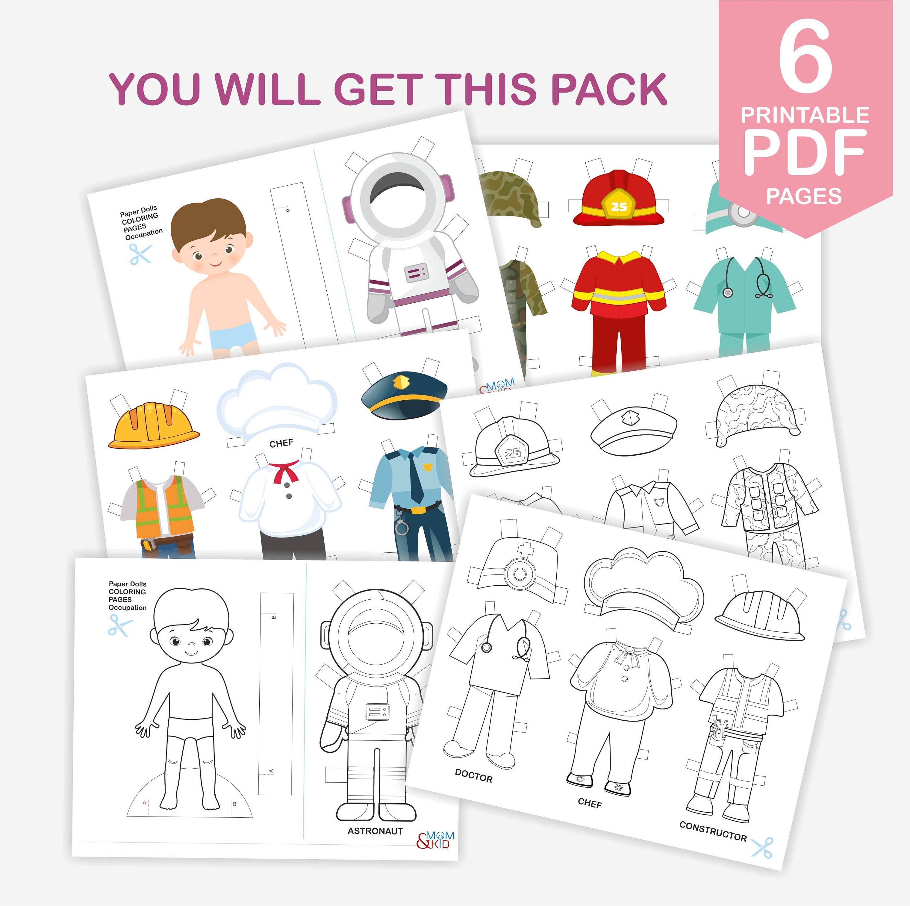 Community Helpers, Occupation Printable, Paper Dolls, COLORING PAGES ...