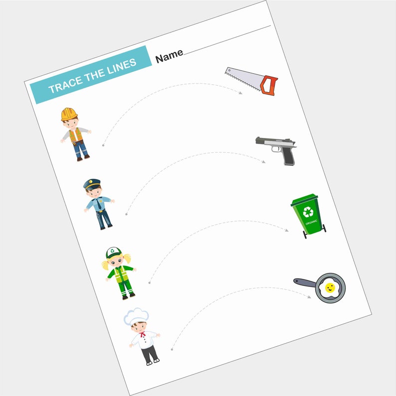 Community Helpers Activities. Tracing Worksheets. PRE-WRITING - Etsy