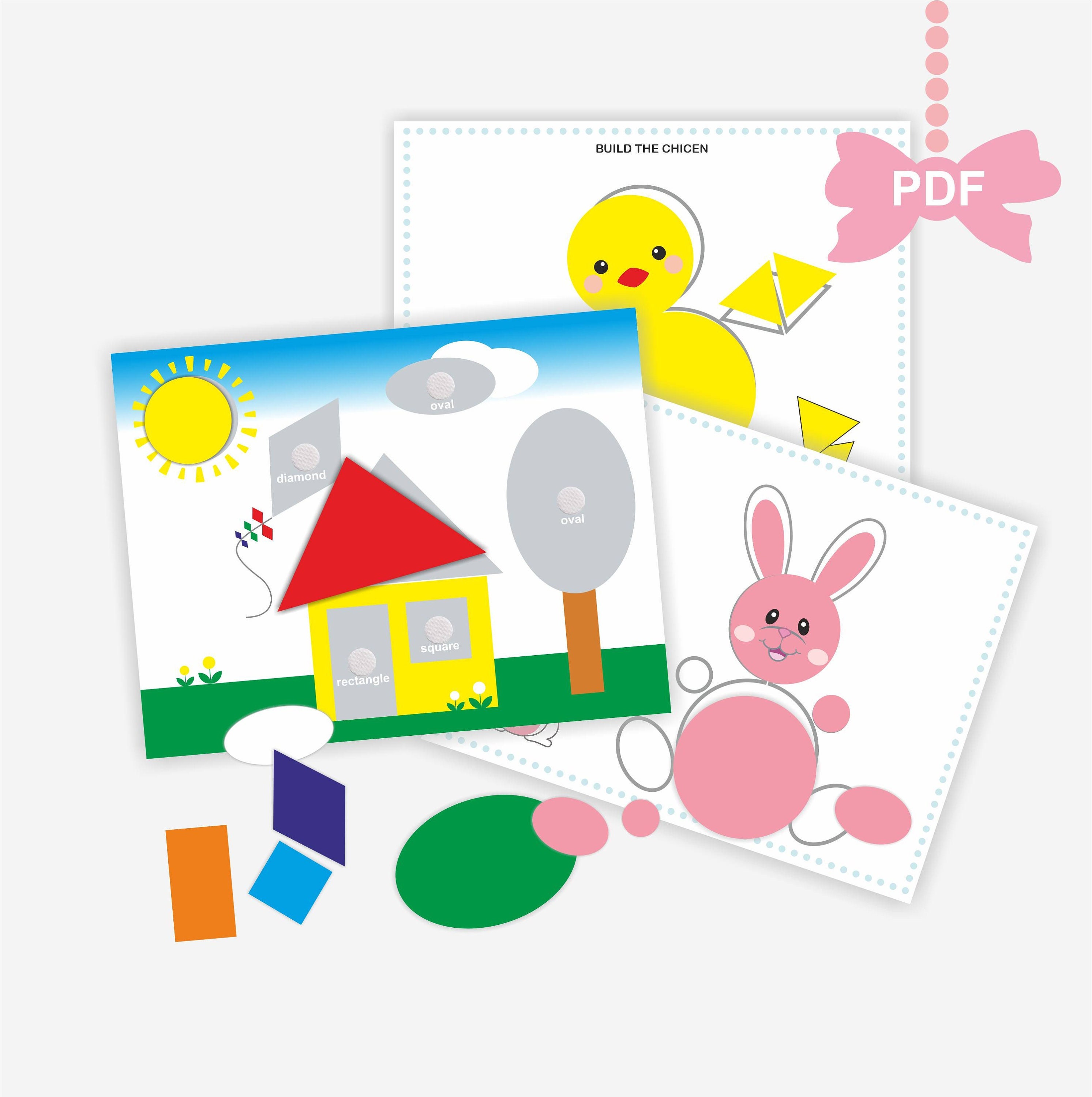 Shape Match Worksheet, Scissor Skills, Cutting Practice, BUILD A BUNNY ...
