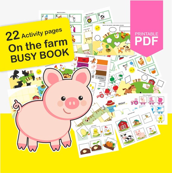 Farm Animals Toddler Busy Book Printable. Learning Binder - Etsy