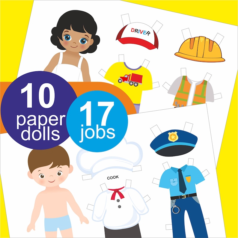 Community Helpers Paper Dolls: Printable Coloring Pages (PDF Download ...