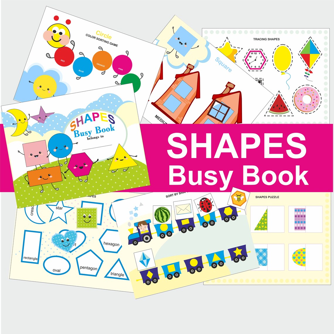 Shapes Busy Book Printable. Toddler Busy Book. Homeschool Learning ...