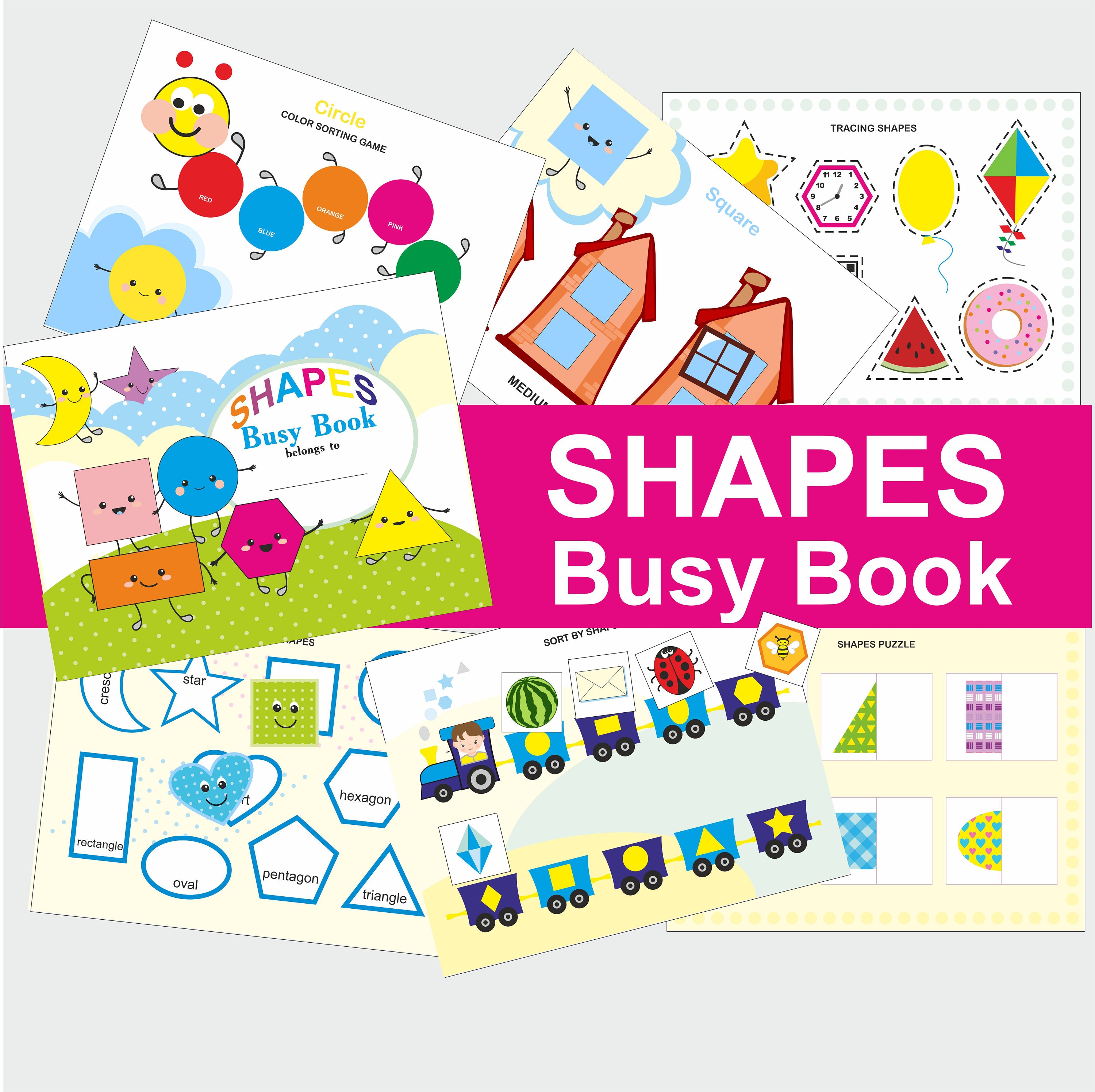 Shapes Busy Book Printable. Toddler Busy Book. Homeschool Learning ...