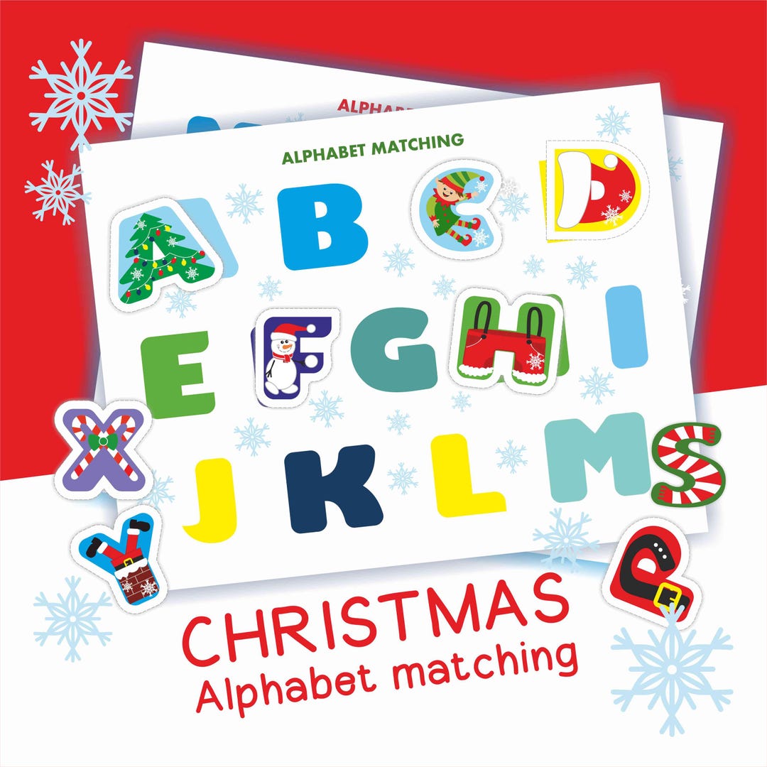 Christmas Alphabet Matching Game: Kids' ABC Activity Book (digital ...