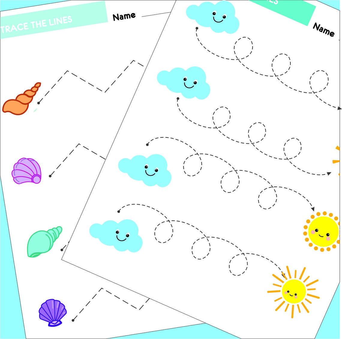 Summer Tracing Lines Worksheets for Toddlers | Preschool Writing ...