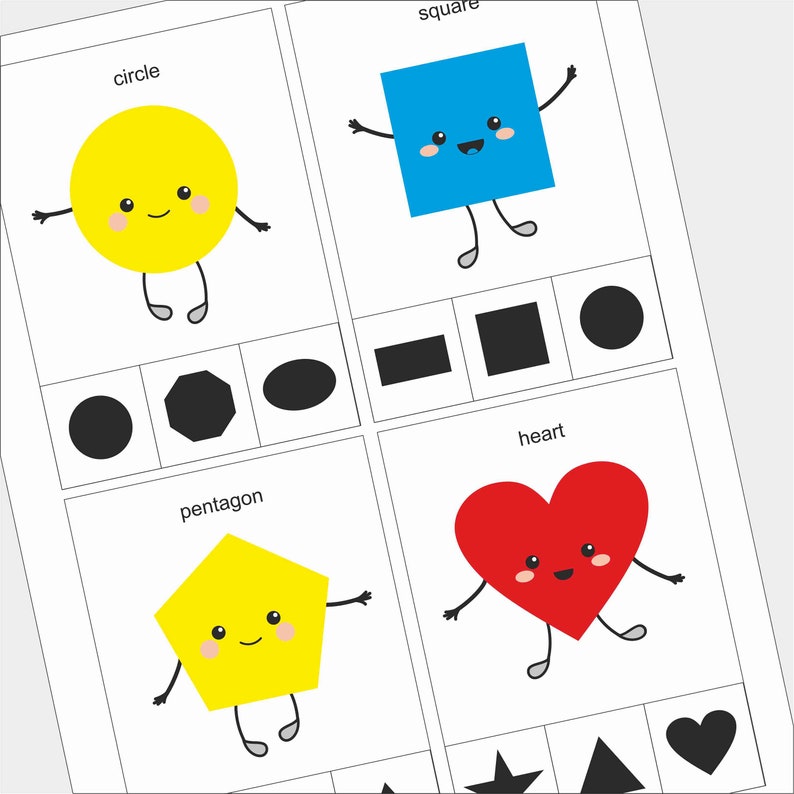 Shape Clip Cards, Funny Face , Shapes Busy Bag Printables , Preschool ...