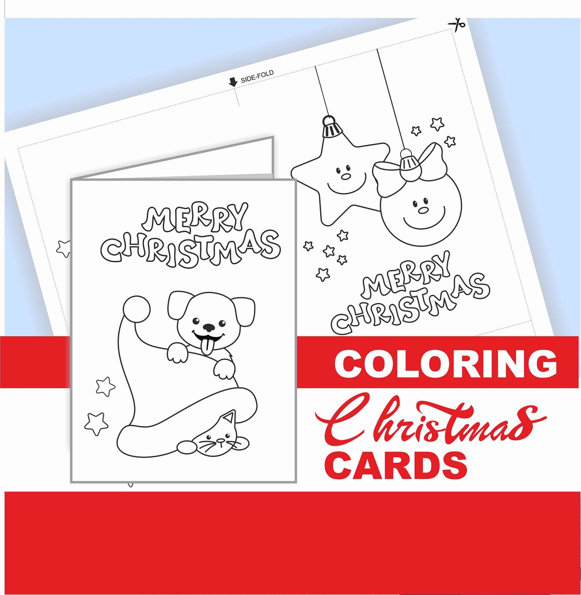 Coloring Christmas Cards PRINTABLE, Christmas Kids Coloring Book ...