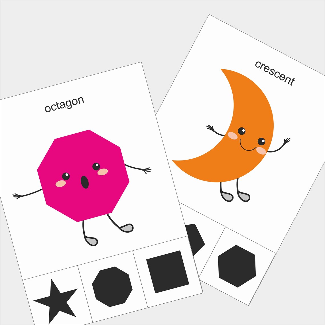 Shape Clip Cards Funny Face Shapes Busy Bag Printables - Etsy Canada