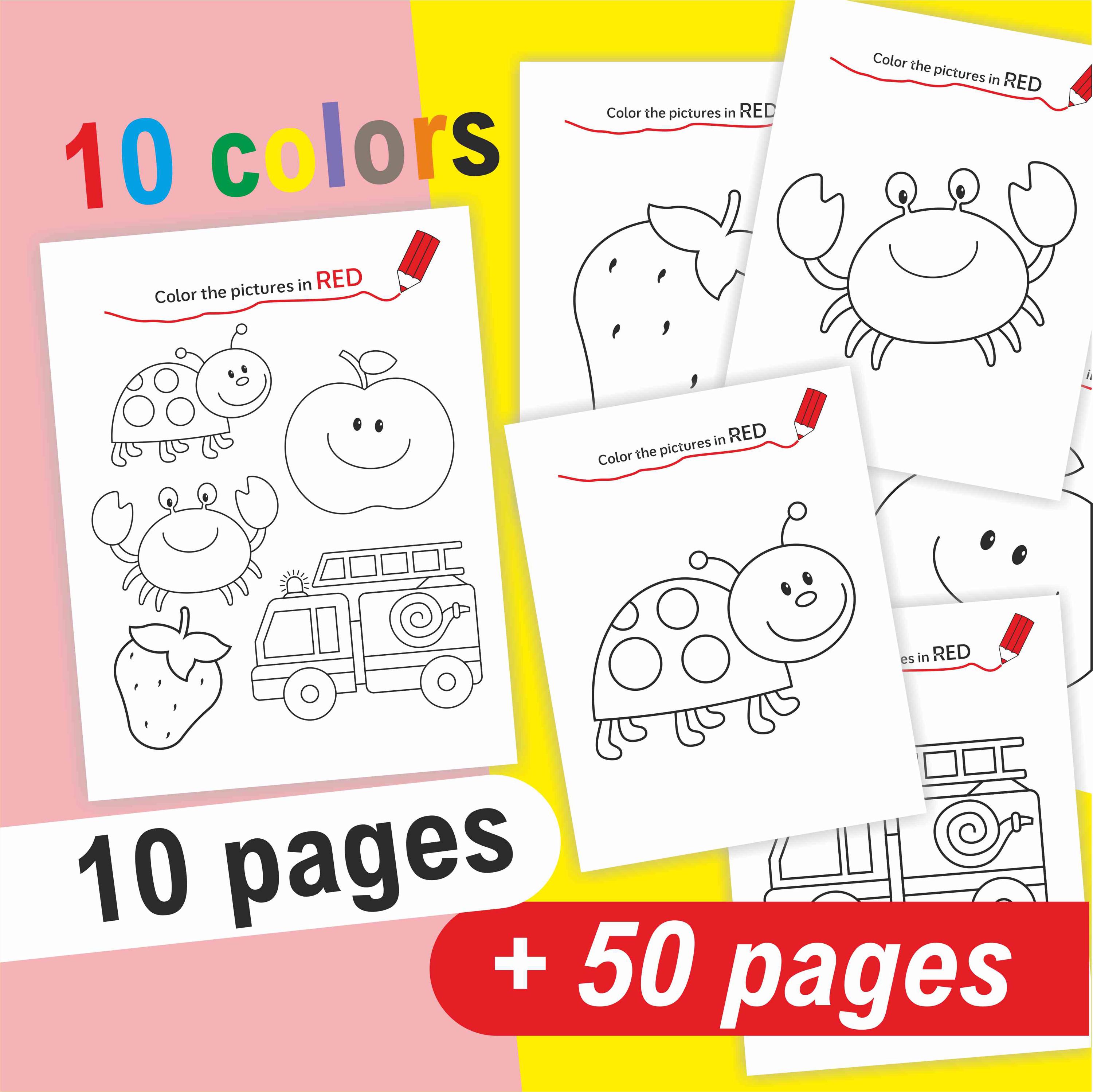 Preschool Color Learning Activity: Fun Coloring Pages (digital Download ...