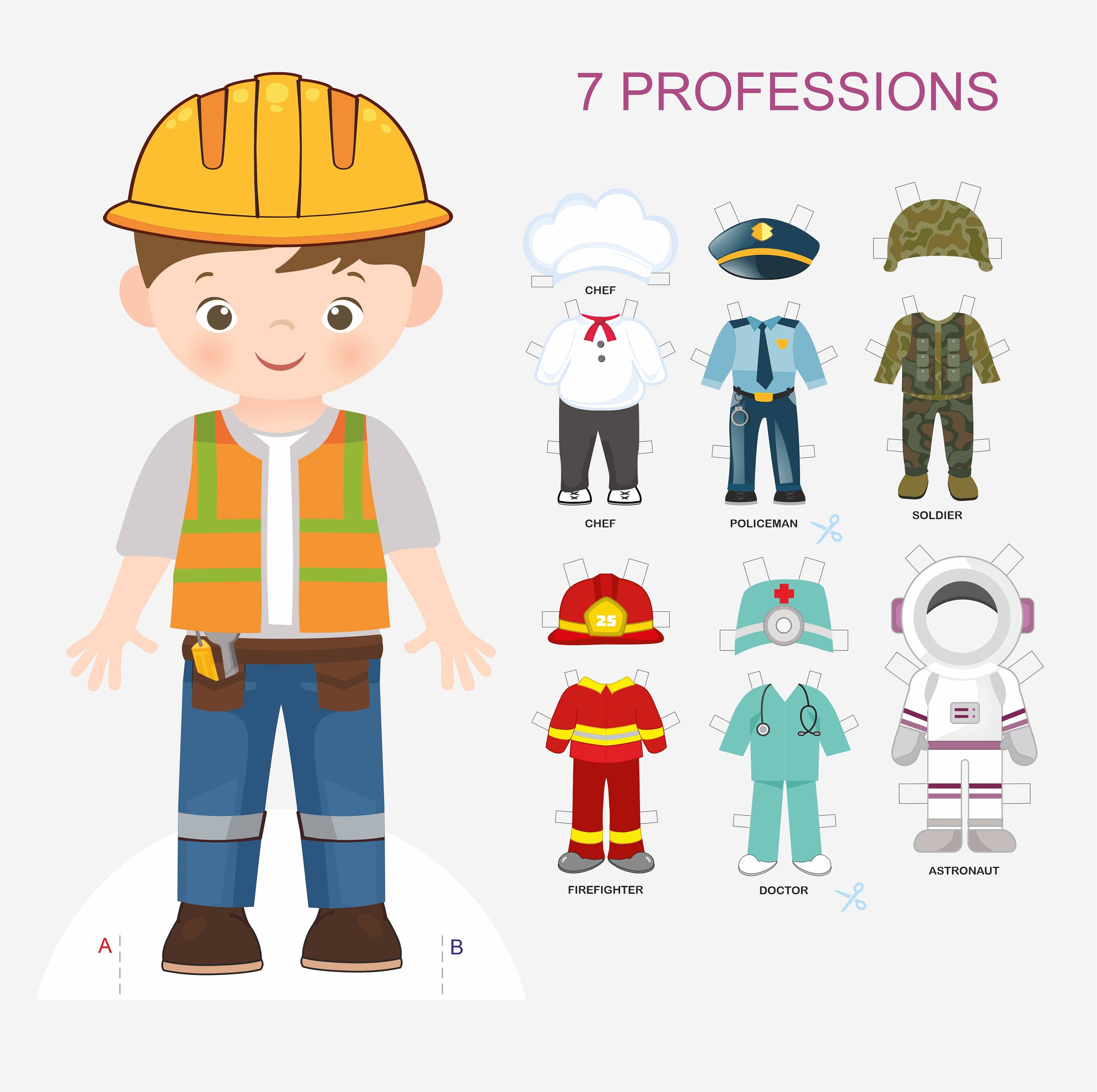 Community Helpers, Occupation Printable, Paper Dolls, COLORING PAGES ...