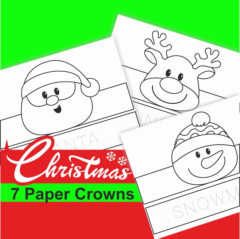 Printable Christmas Party Hats: Paper Crowns Craft (digital Download ...