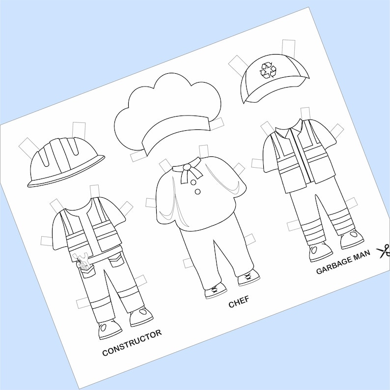 Community Helpers Paper Dolls: Printable Coloring Pages (PDF Download ...