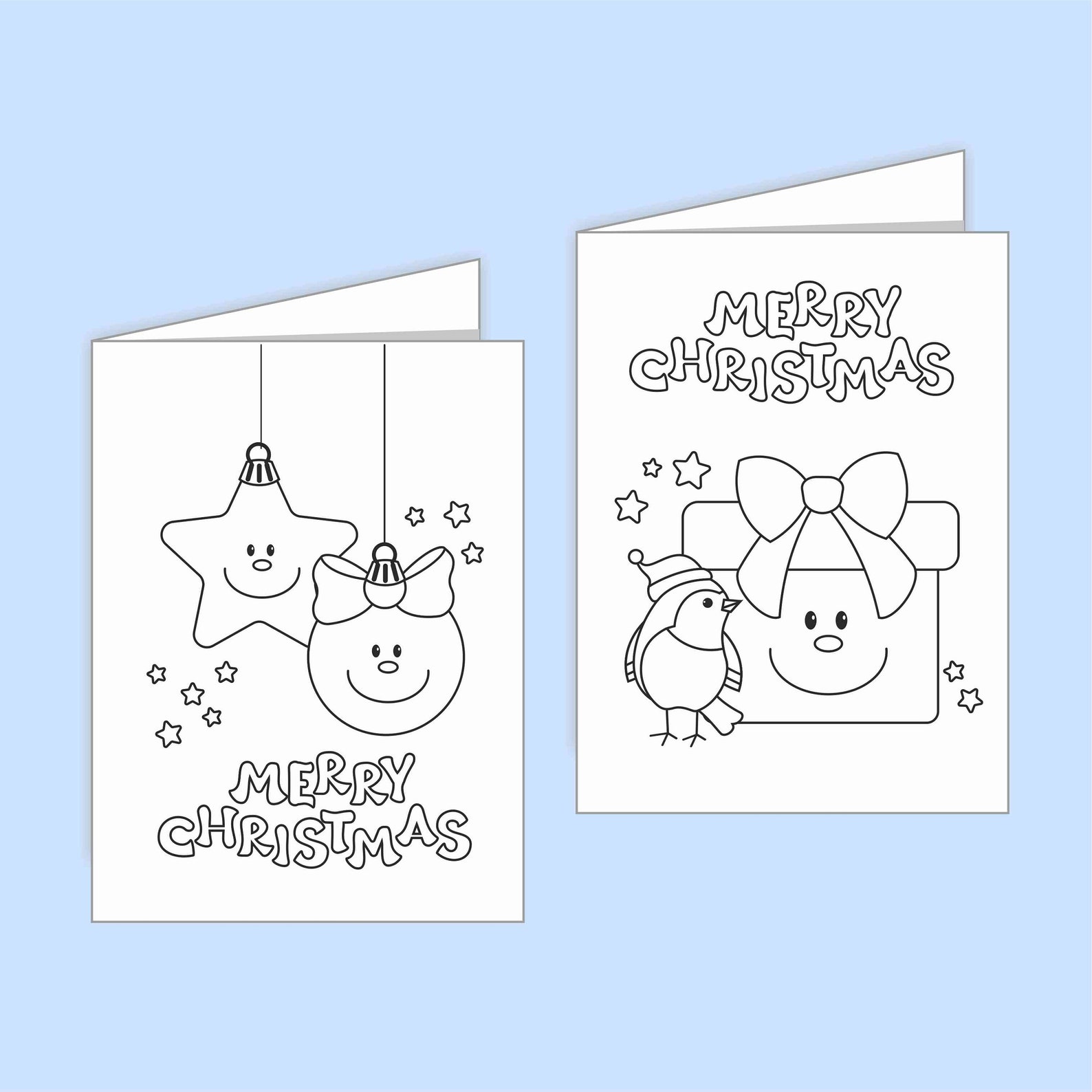 Coloring Christmas Cards PRINTABLE, Christmas Kids Coloring Book ...