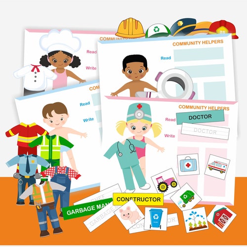 Community Helpers Dress up Preschool Printable Worksheets - Etsy