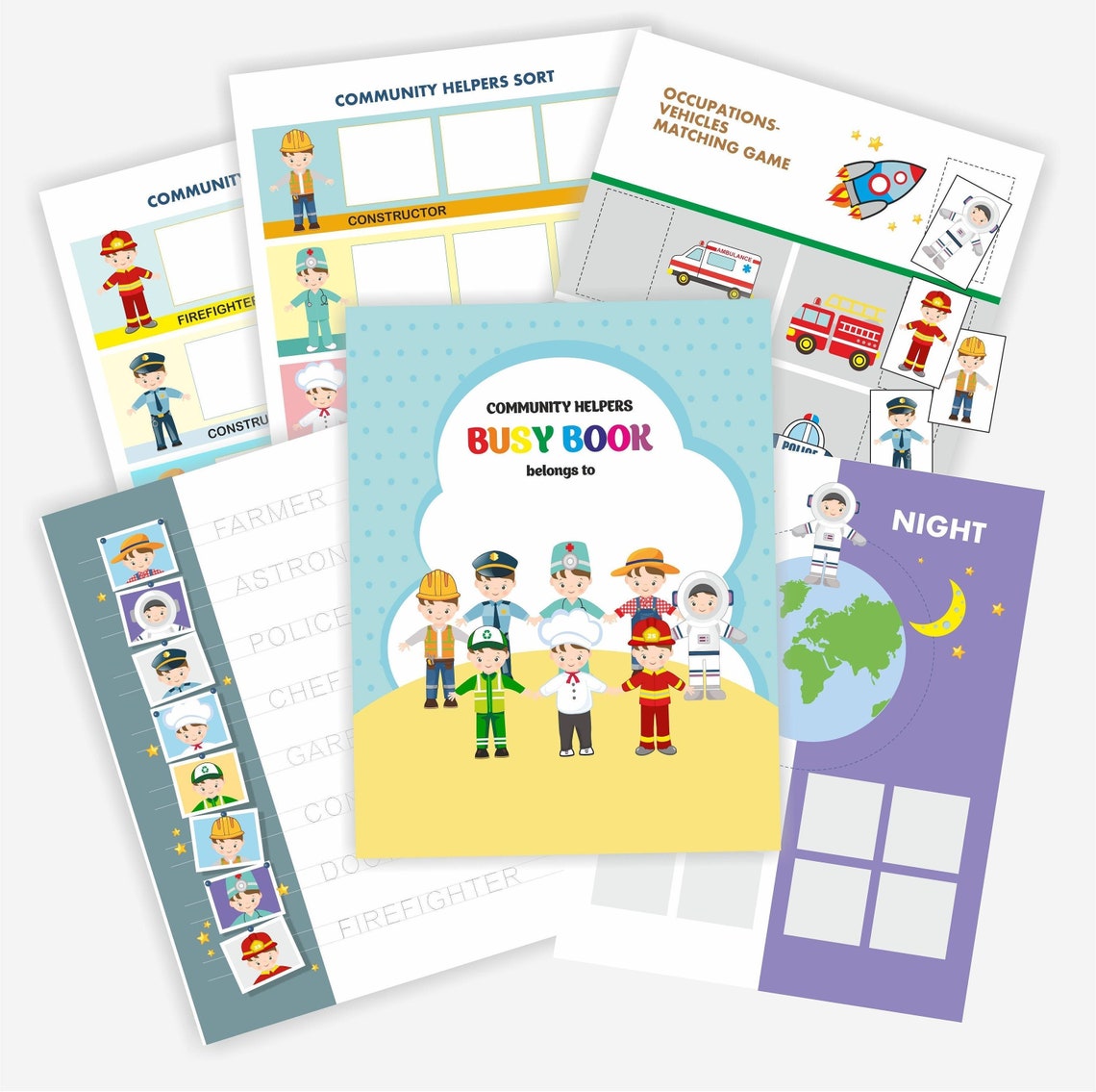 Community Helpers Busy Book. Occupation Printable. Professions ...
