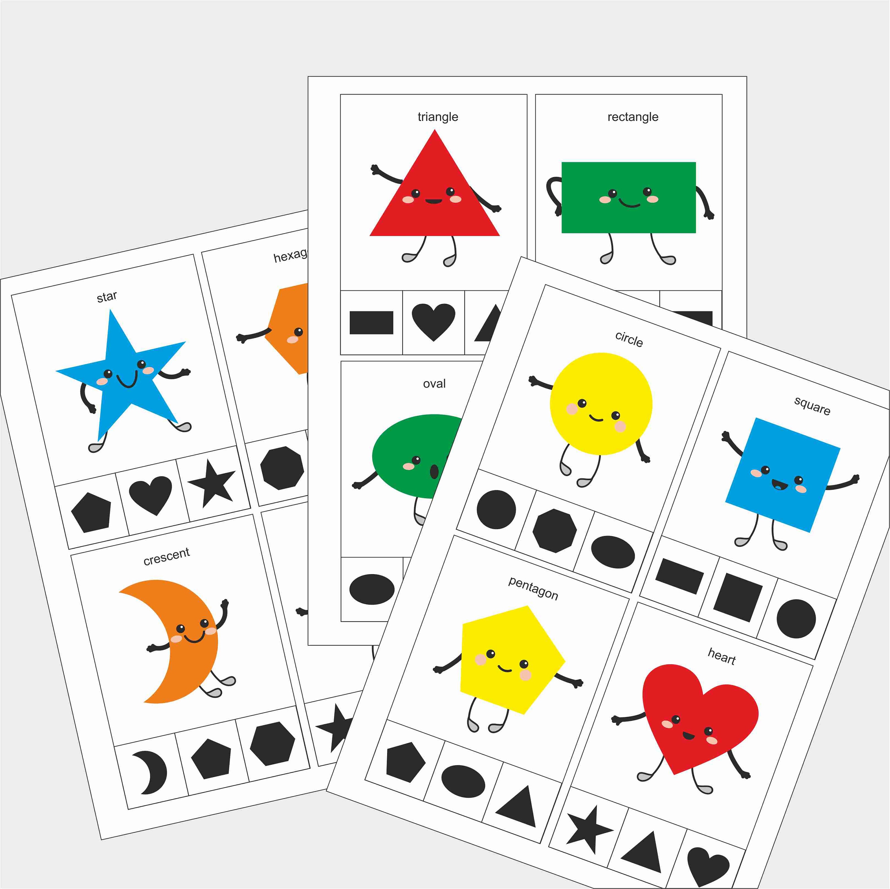 Shape Clip Cards, Funny Face , Shapes Busy Bag Printables , Preschool ...